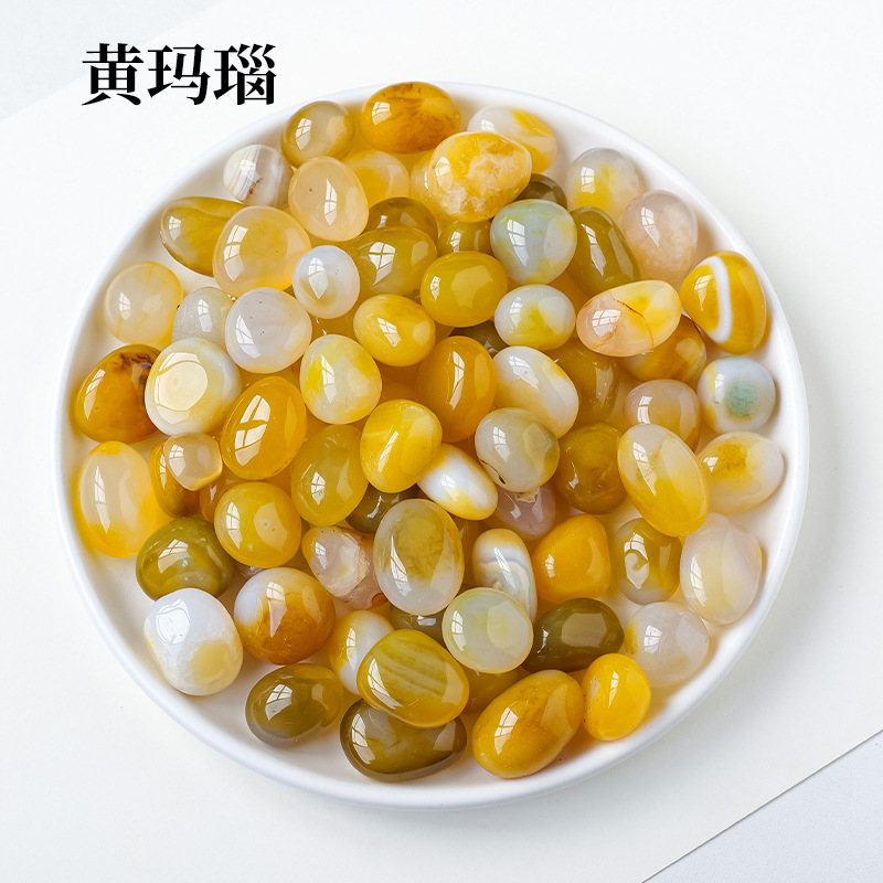 ERDOUY 100g yellow natural crystal stone polished rolling stone 1.5-2cm ...