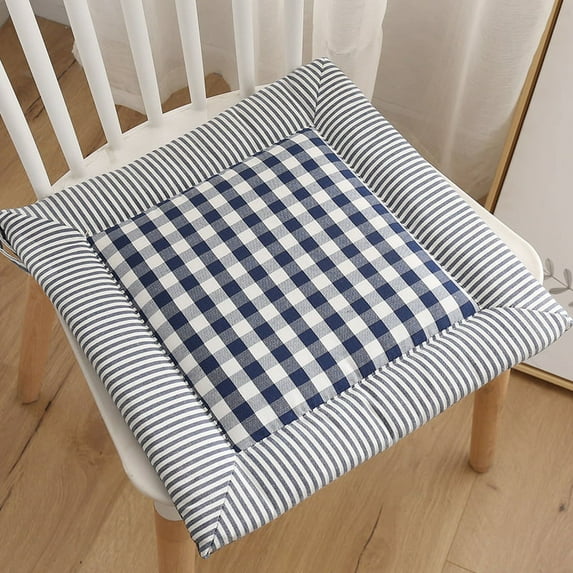 ERDOUY 2 Pcs Dark Blue & White Plaid Ultra-Comfortable Seat Cushion, 16 ...