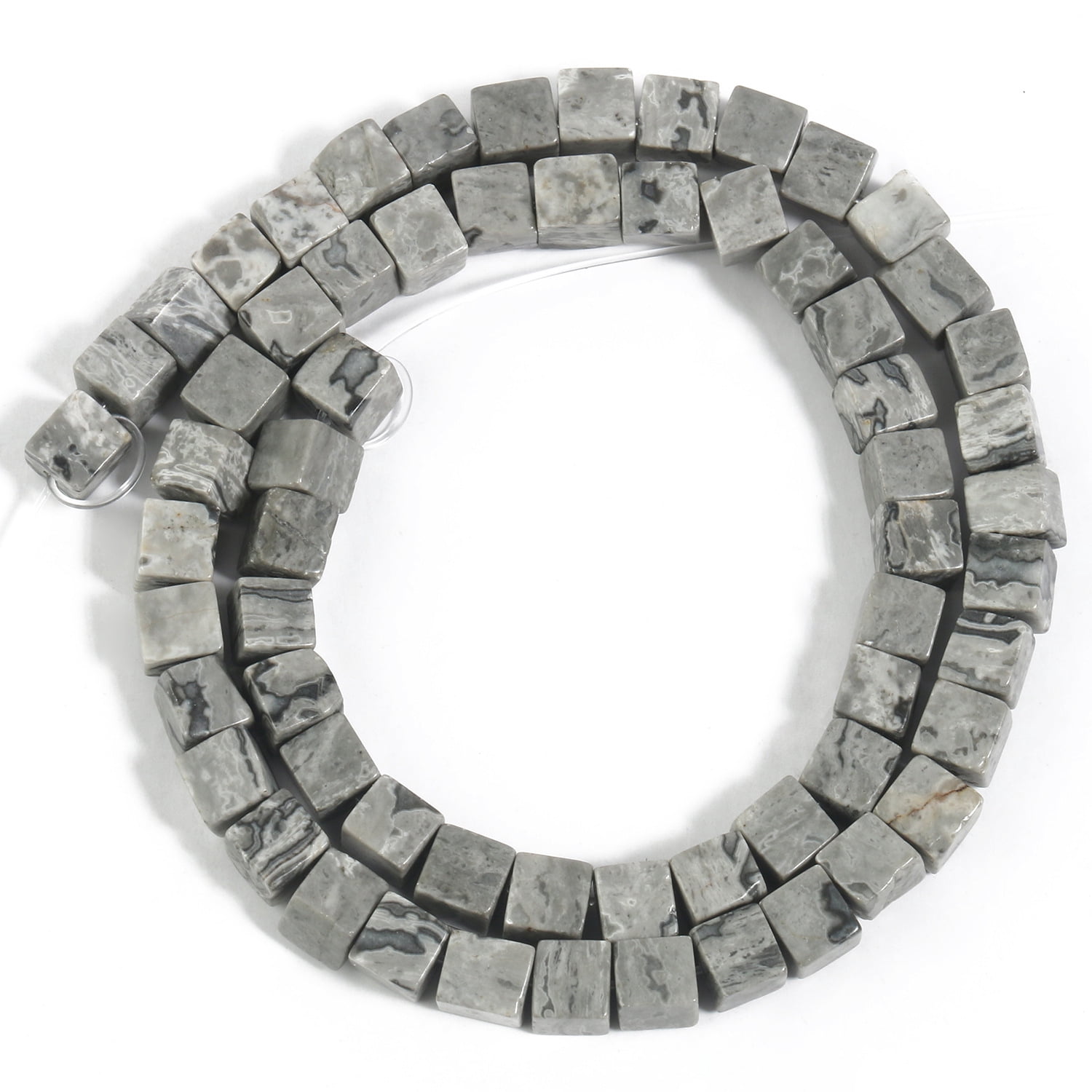 ERDOUY 2 pieces of natural stone bead beads, natural gray texture block ...