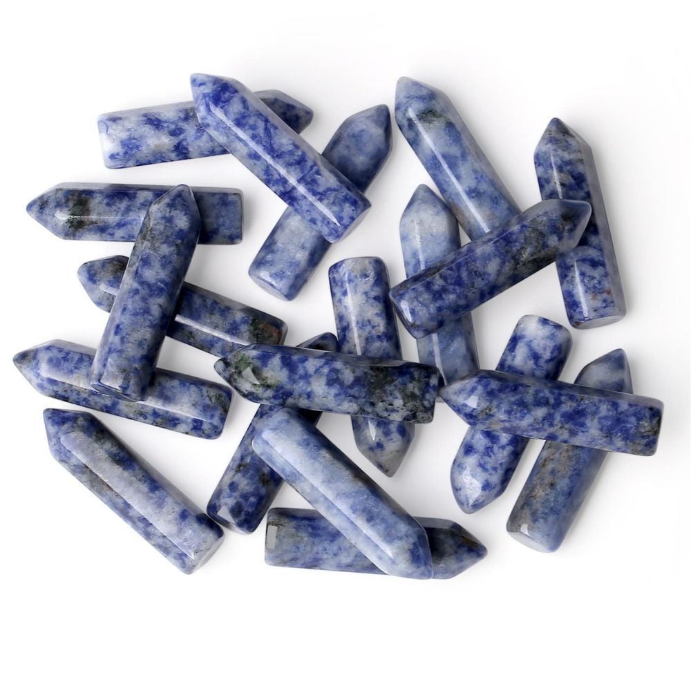 ERDOUY 20 pieces of blue spotted natural stone single pointed hexagonal ...