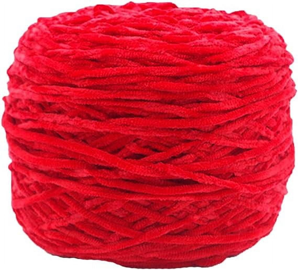 ERDOUY 250g Chenille Velvet Yarn Bright Red Bulky Vegan Soft Yarn ...