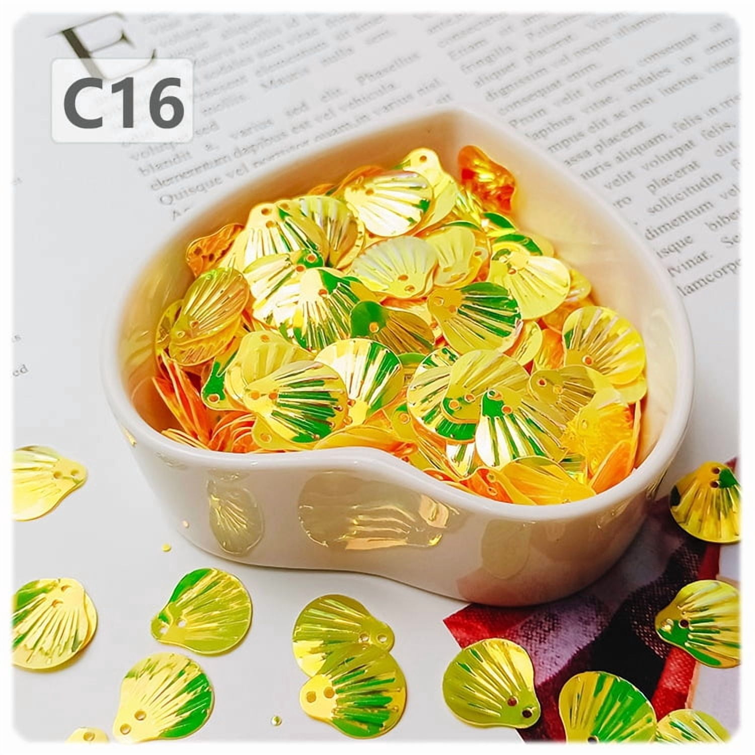 ERDOUY 280 Pieces Sea Shell Design Sequins 20g, Two-Hole Decorative ...