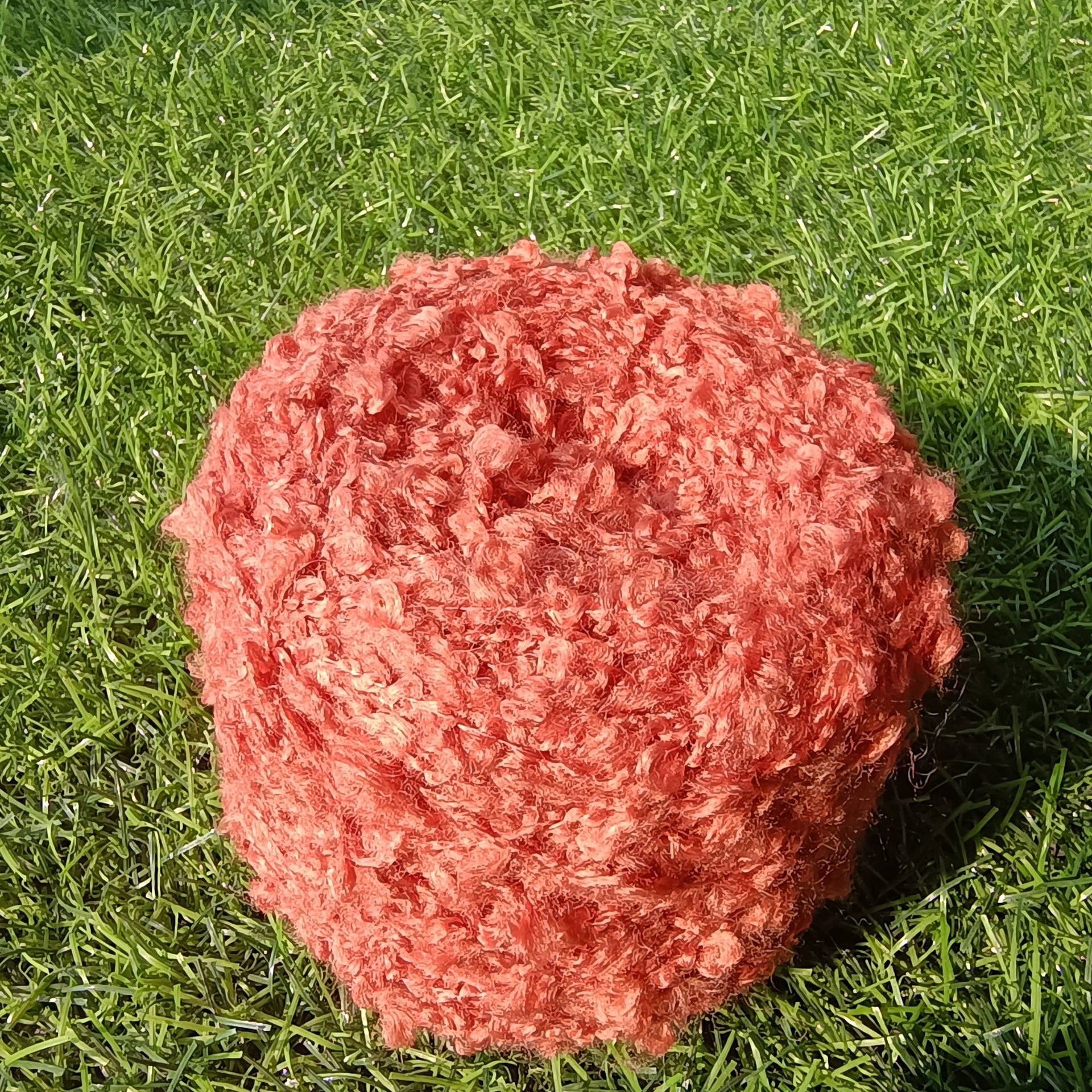 ERDOUY 50g (light red) Soft Plush Wool Acrylic Fancy Loop Yarn for Doll ...