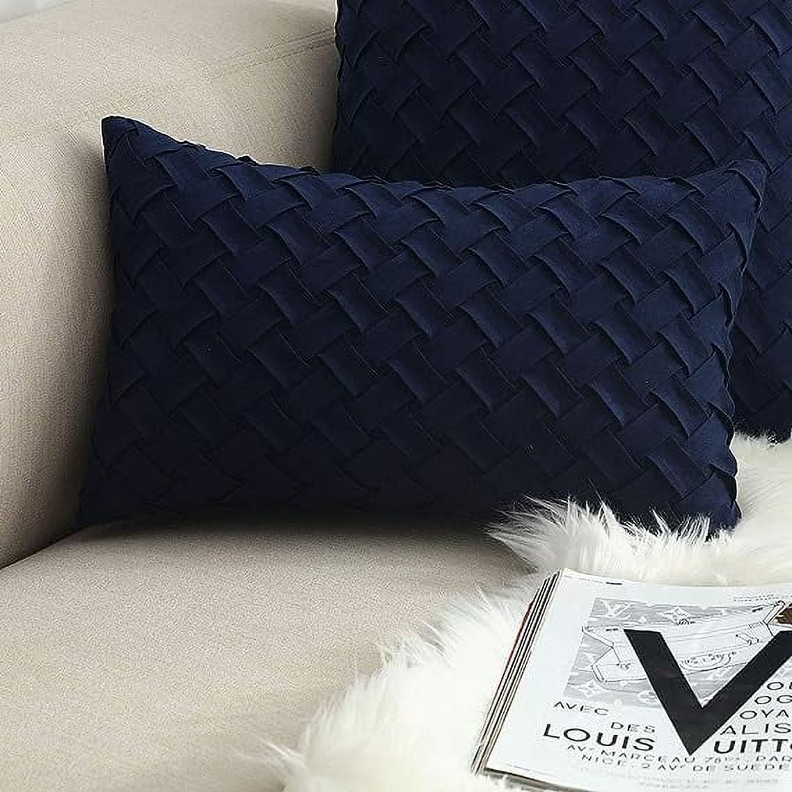 ERDOUY Basket Weave Pattern Decorative Throw Pillow Cover Super Soft ...