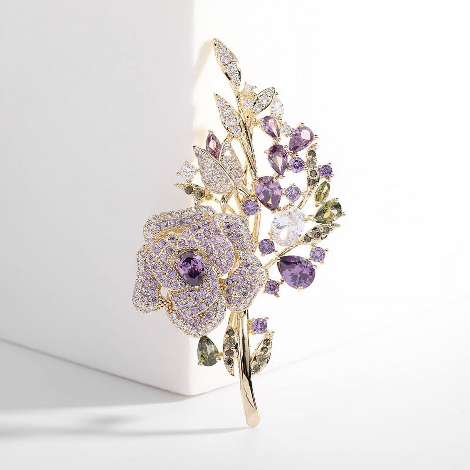 ERDOUY Brooches for Women Flower Blooming Camellia Rose Floral Leaf ...