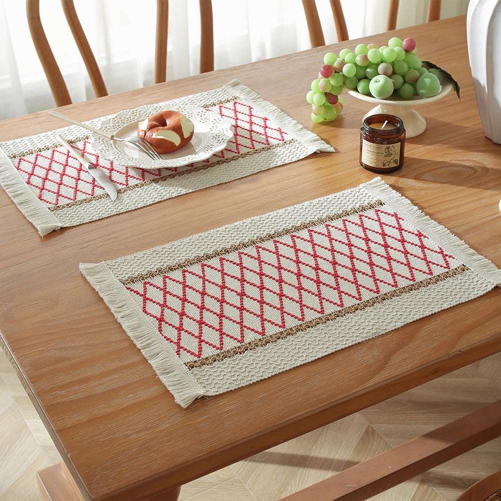 ERDOUY Cotton Heat Resistant Placemats, Dining Room Table Mats, Protect ...