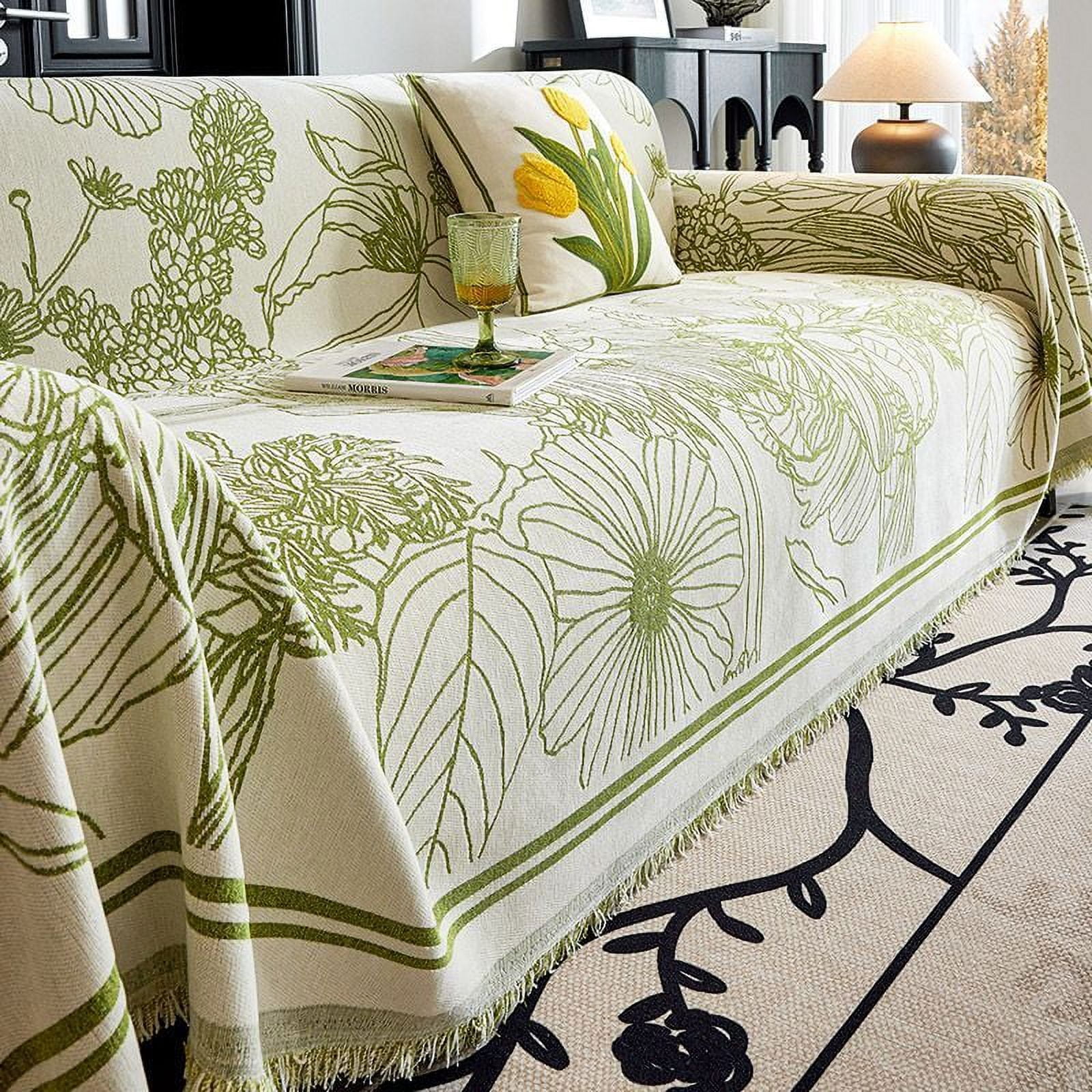 ERDOUY Couch Cover Green Chenille Sofa Covers Two-sided Sofa Towel ...