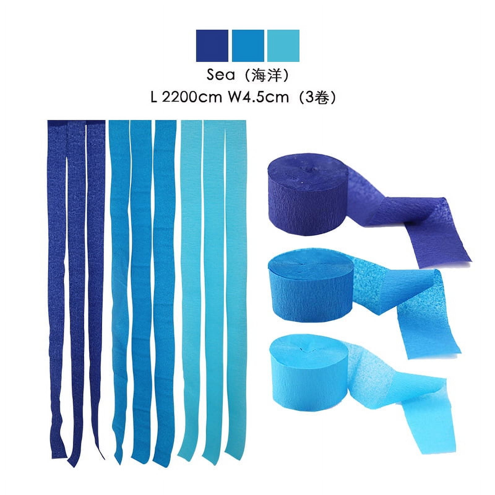ERDOUY Crepe Paper Streamers 3 Rolls , Pack of Light Blue，Blue，Dark ...
