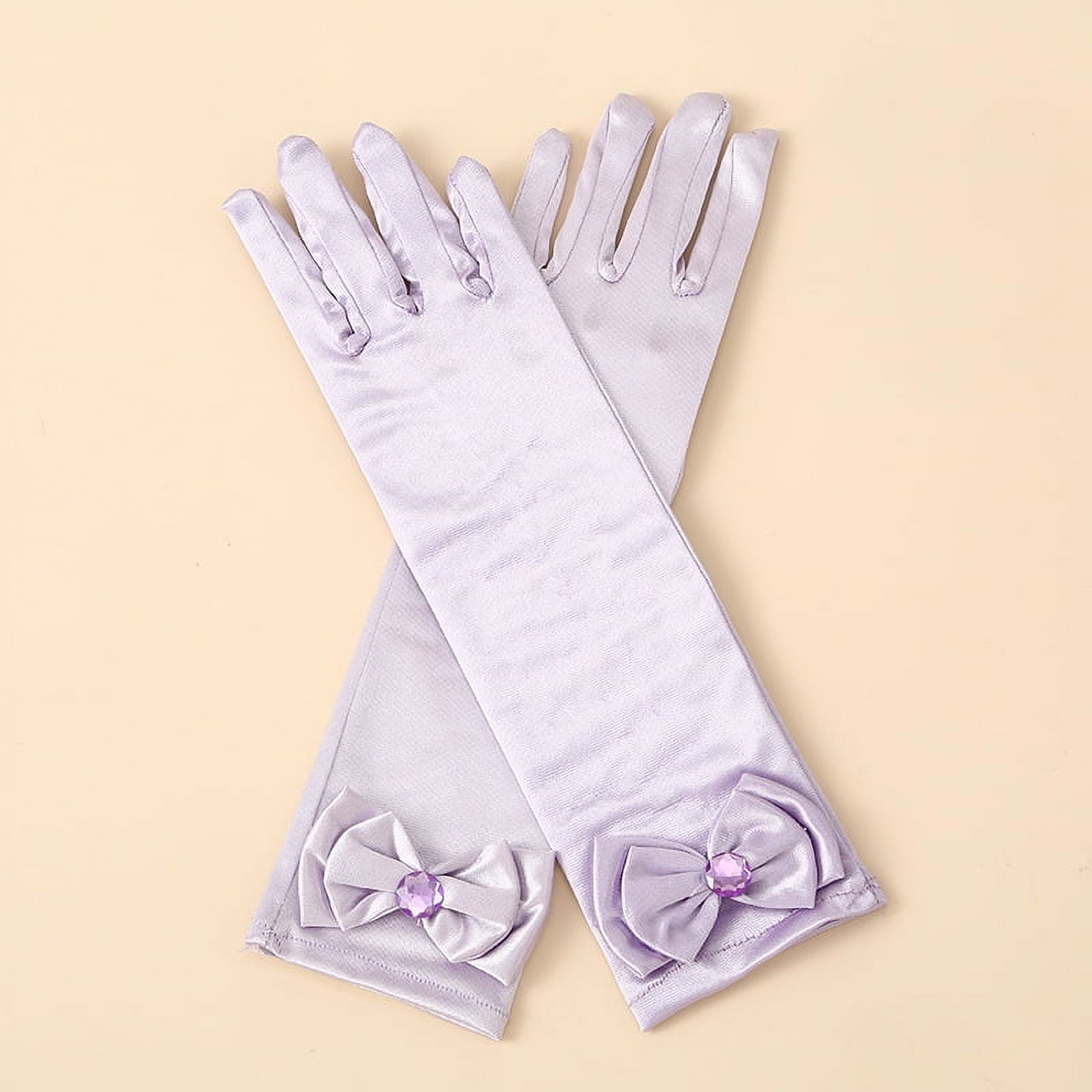 ERDOUY Girls Princess Gloves,Girl White Long Satin Princess Dress Up ...