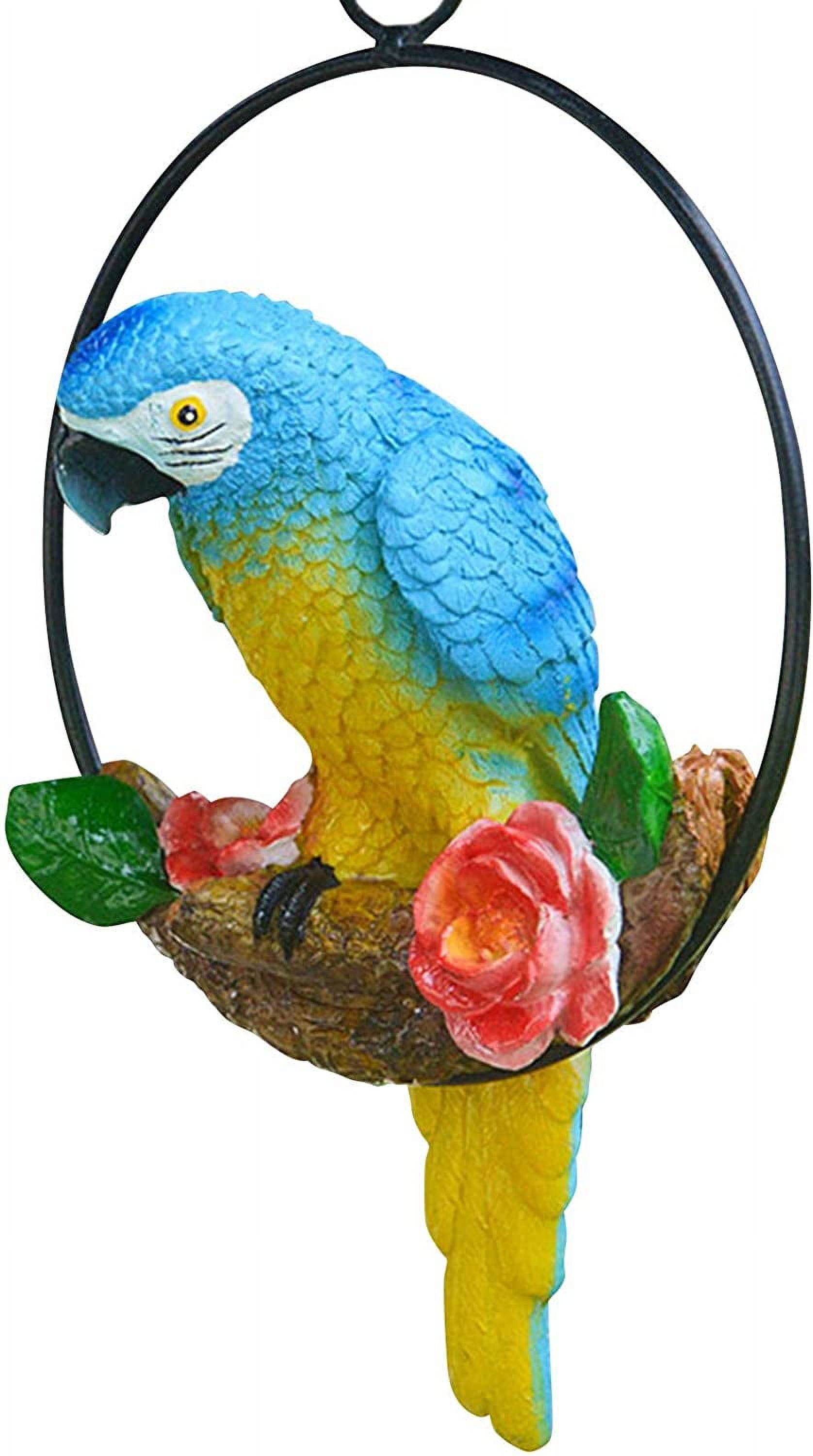 ERDOUY Patio Home Garden Hanging Macaw Parrot Perching on Branch in ...