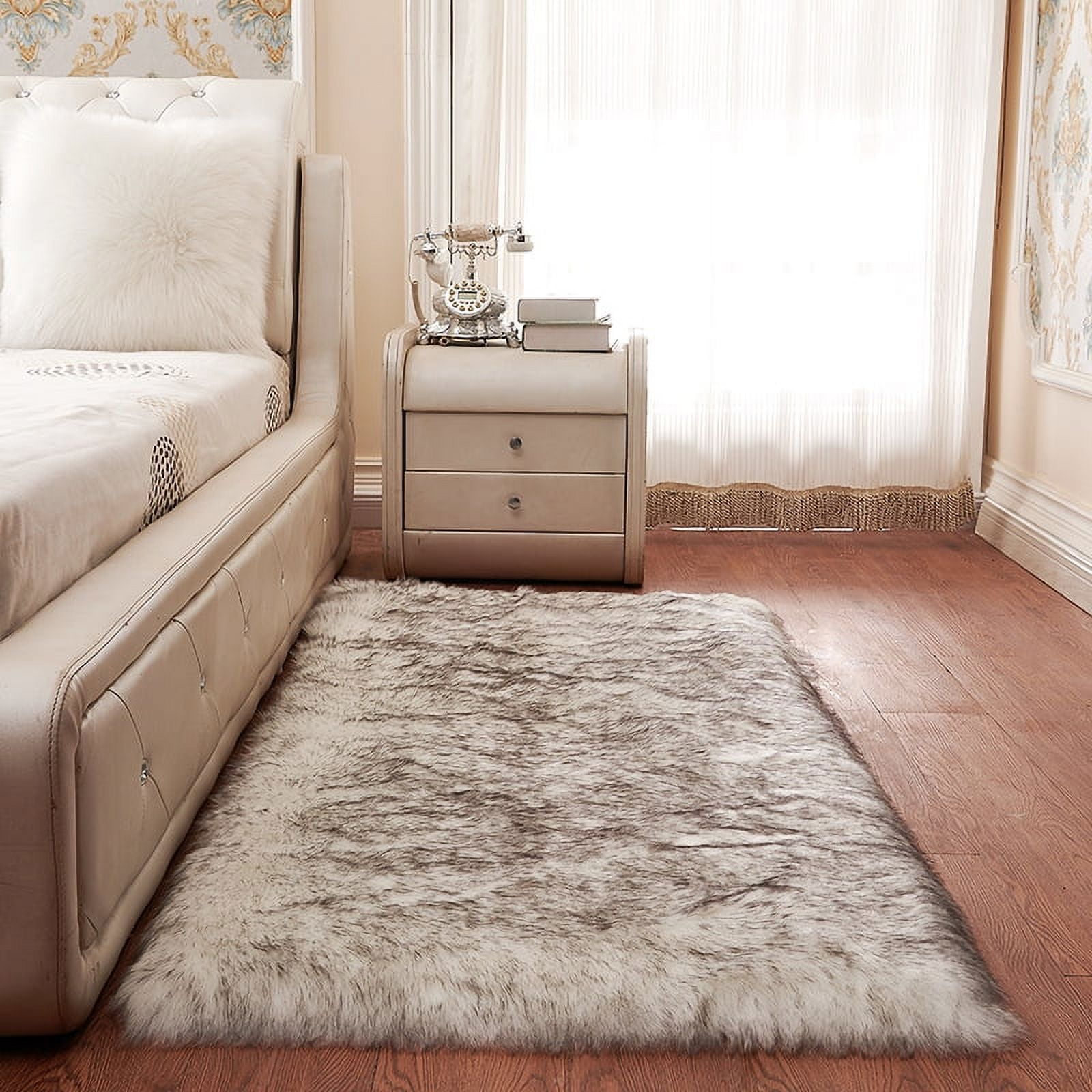 ERDOUY Plush Table Runner,Faux Sheepskin Decorative Shaggy Dresser ...