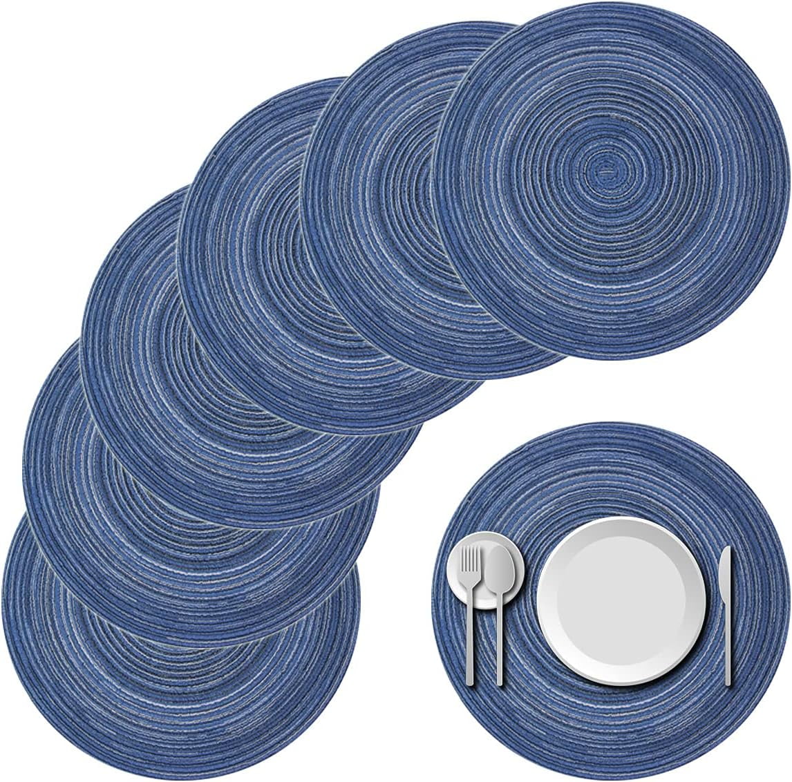 ERDOUY Round Woven Placemats Set of 6 – 15-inch Natural Fiber ...