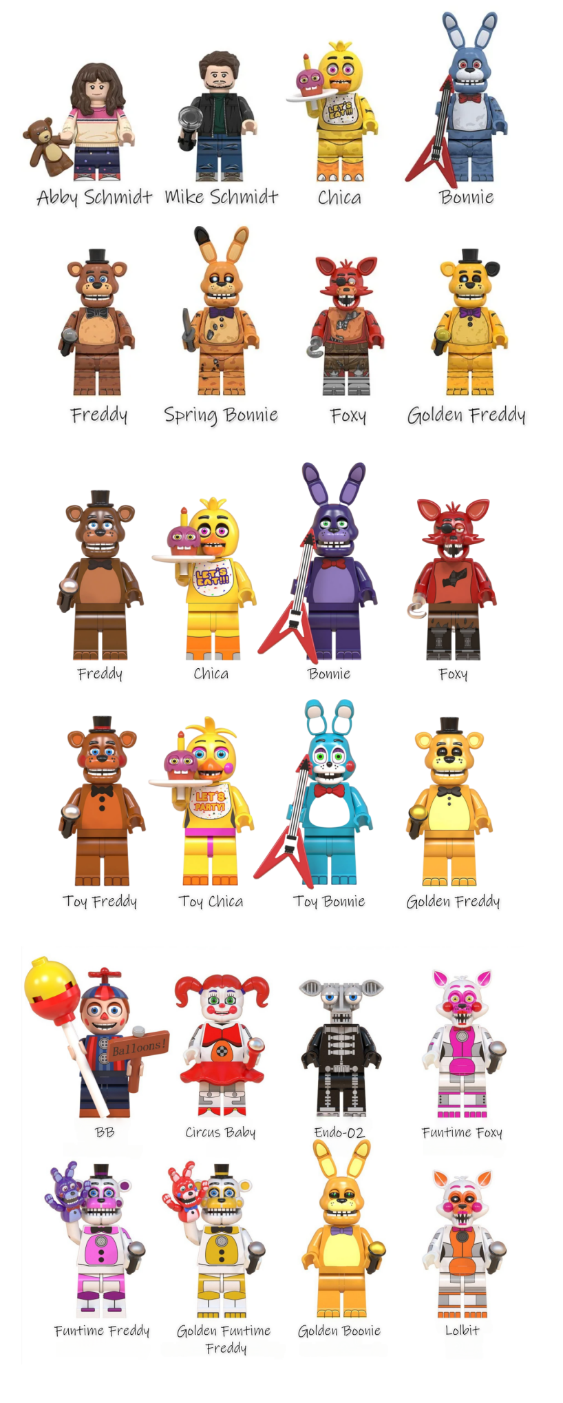 ERETOY FNAF Five Night at Freddy's Minifigures Action Figure Building ...