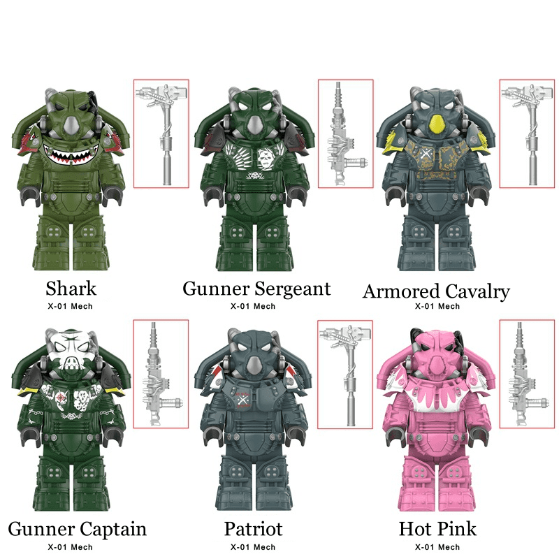 ERETOY Fallout Minifigures X-01 Power Armor Set - 8PCS X-01 Power Armor ...