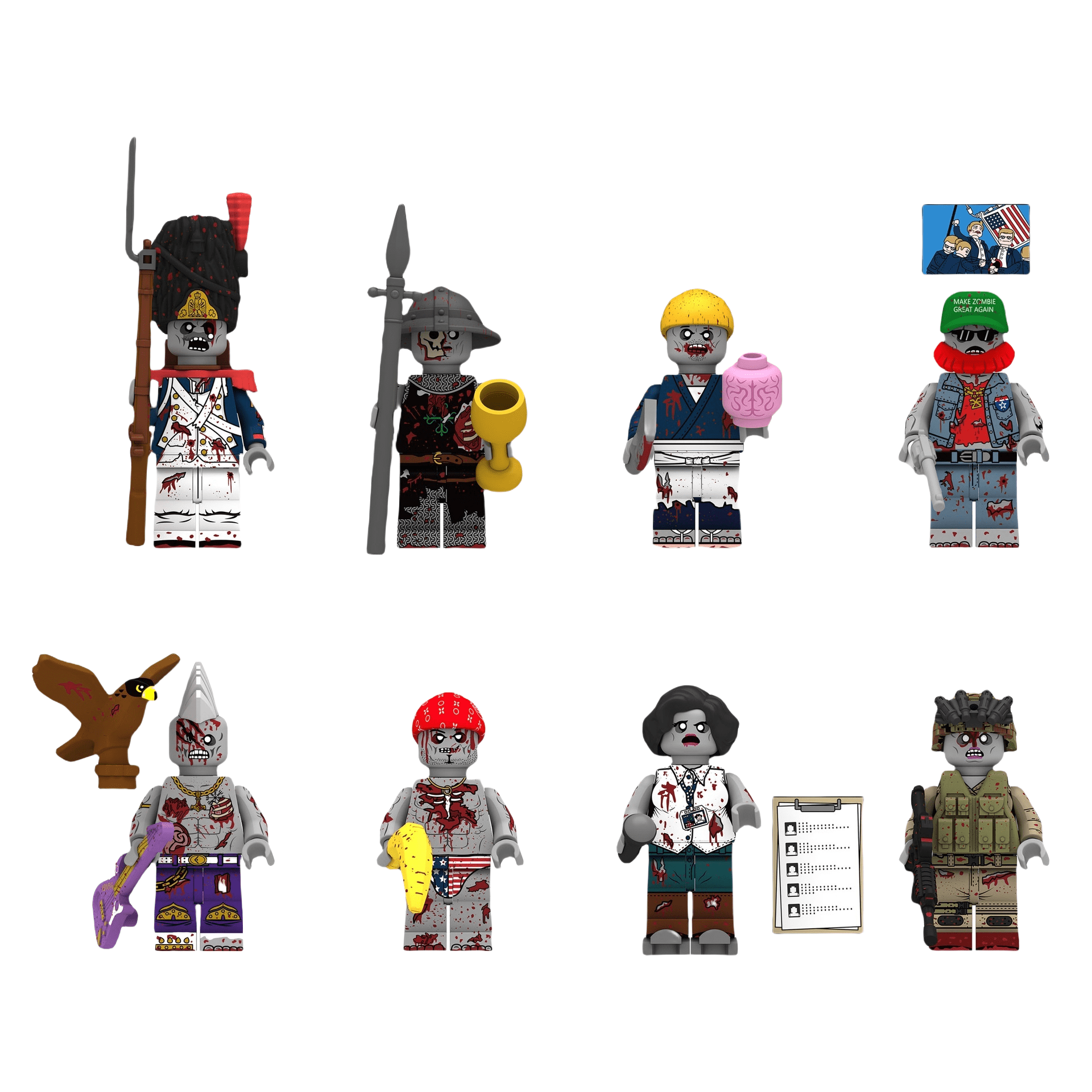 ERETOY Undead Collectible Figures – 8PCS Zombie Minifigure Set with ...