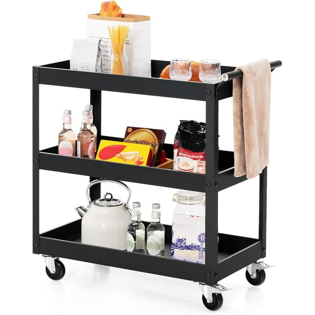 ERGOMASTER 3 Tier Rolling Tool Cart on Wheels, Heavy Duty Metal Service ...