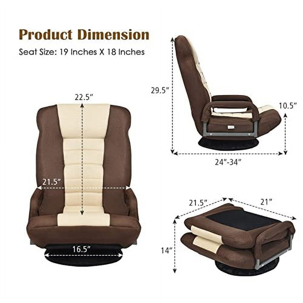 ERGOMASTER 360 Degree Swivel Video Gaming Floor Chair w/Armrests ...