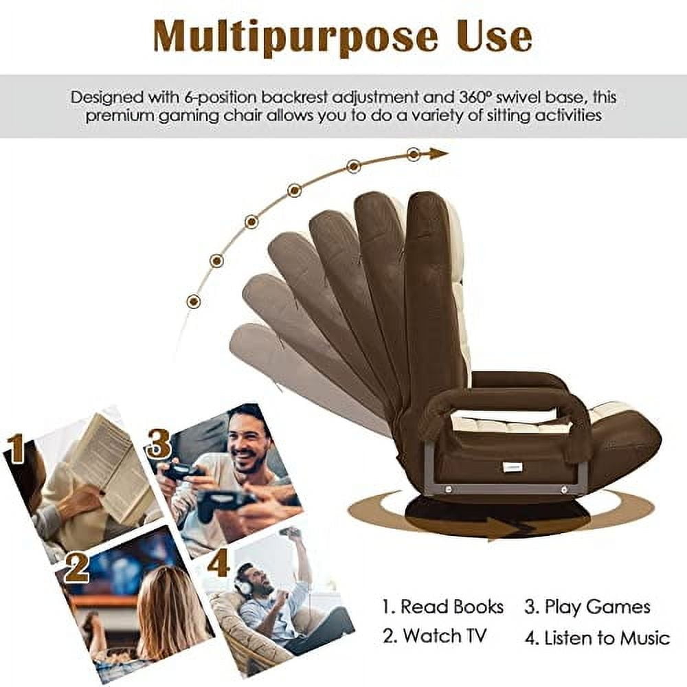 ERGOMASTER 360 Degree Swivel Video Gaming Floor Chair w/Armrests ...