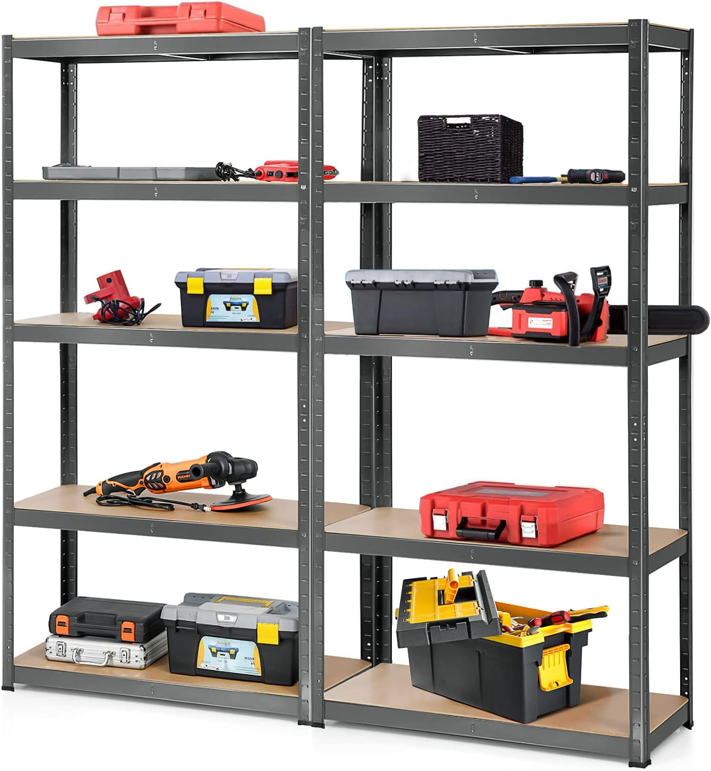 ERGOMASTER 5 Tier Utility Shelves Rack Garage Heavy Duty Steel Metal ...