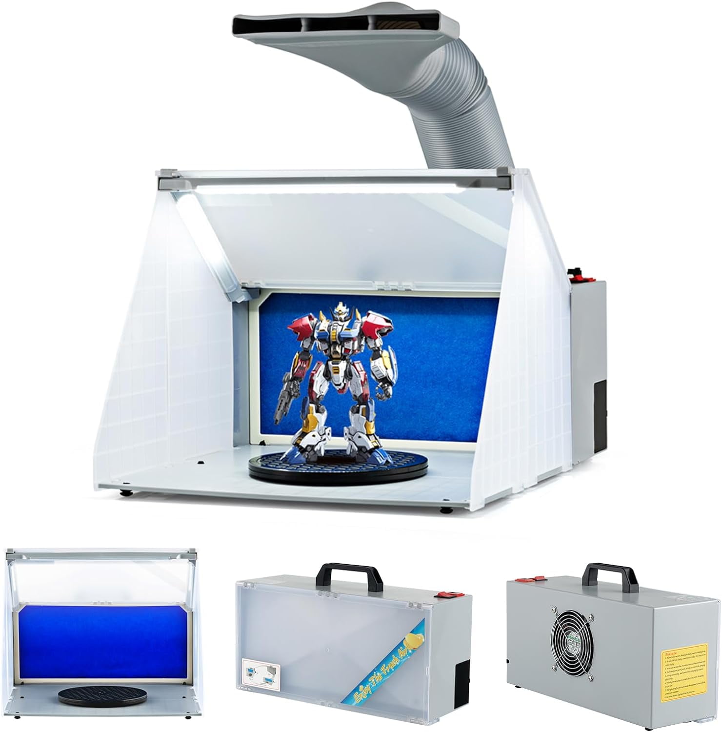 ERGOMASTER Airbrush Spray Booth, Portable Paint Booth with 3 LED Lights ...