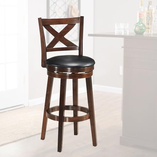 ERGOMASTER Dark Swivel Bar Stools Counter Height Barstool 29 Inch Seat ...