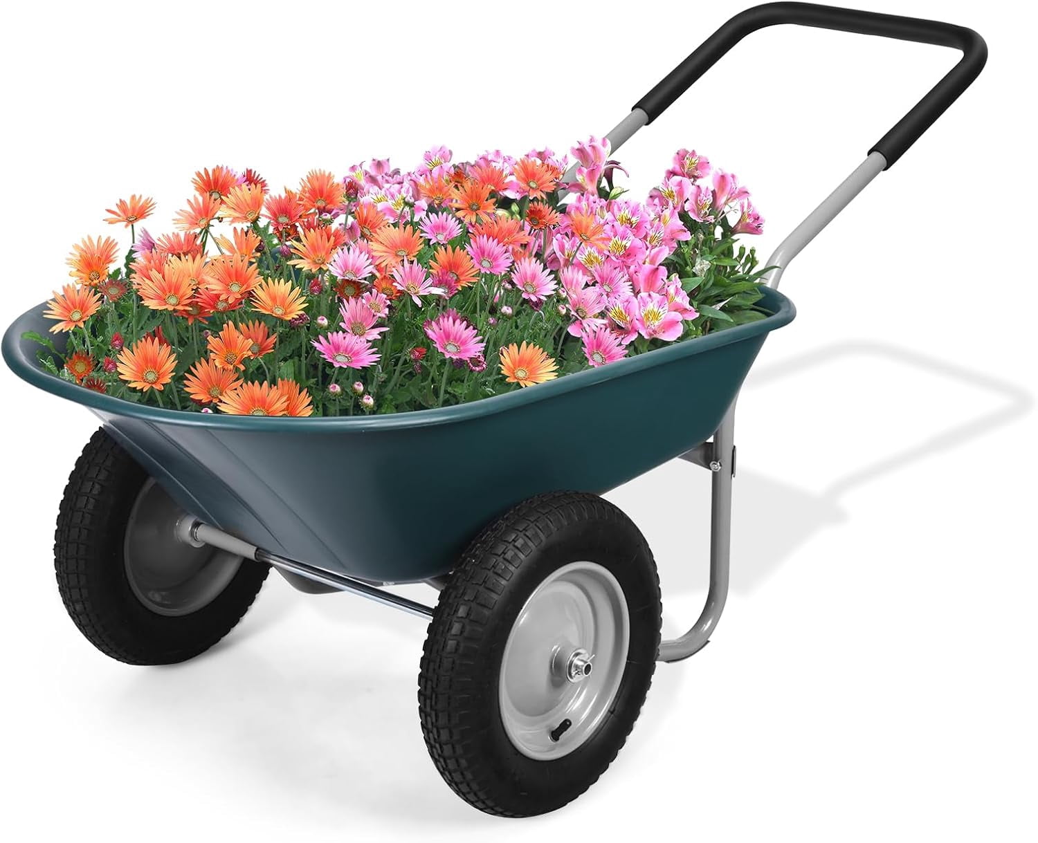ERGOMASTER Dual-Wheel Wheelbarrow, Home Utility Garden Cart, 330 LBS ...