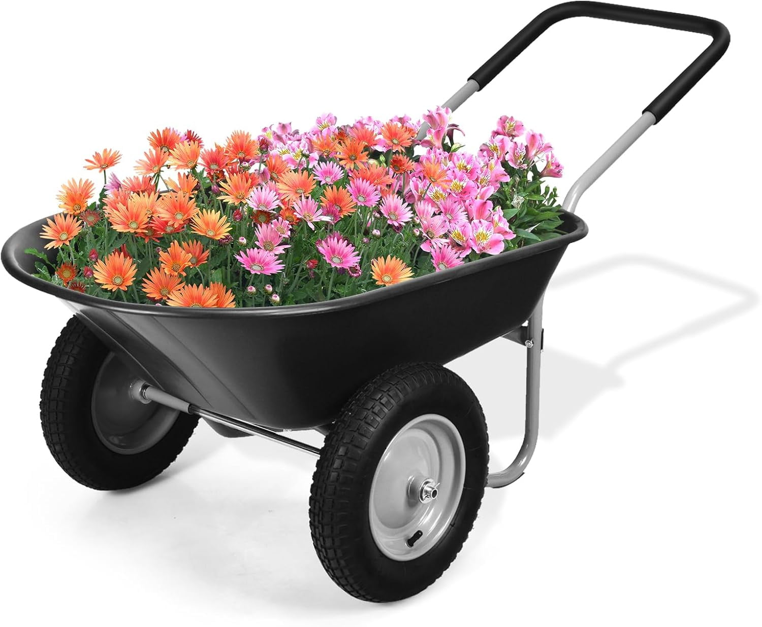 ERGOMASTER Dual-Wheel Wheelbarrow, Home Utility Garden Cart, Heavy Duty ...