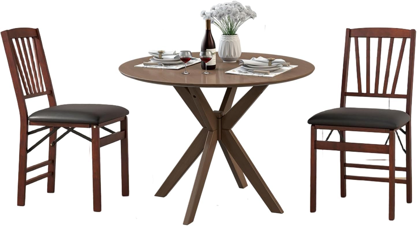 ERGOMASTER Folding Dining Chairs Set of 2, Wooden Kitchen Side Chairs ...