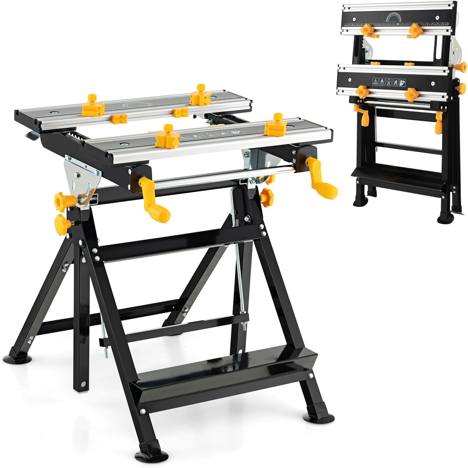 ERGOMASTER Portable Workbench, Folding Work Table with 8pcs Clamps, 220 ...