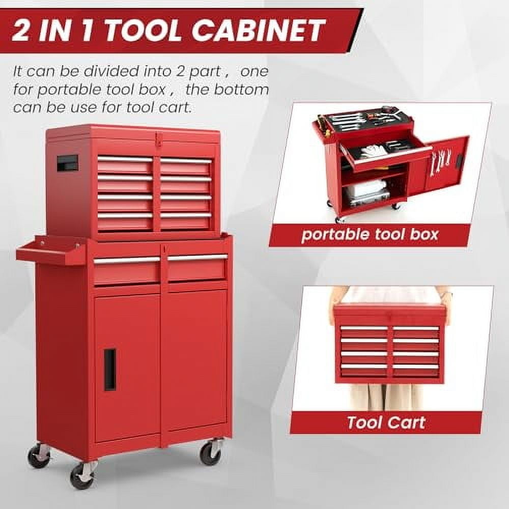ERGOMASTER Rolling Tool Chest - Heavy Duty Material & Lockable Top-Box ...