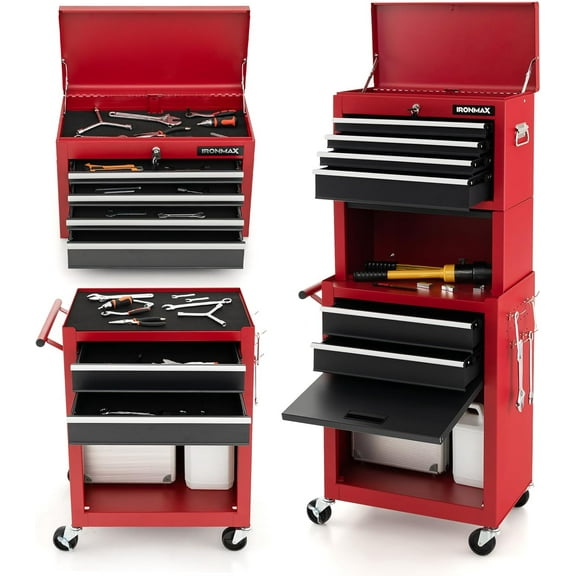 ERGOMASTER Rolling Tool Chest - Removable Top Box Large Bottom Cabinet ...