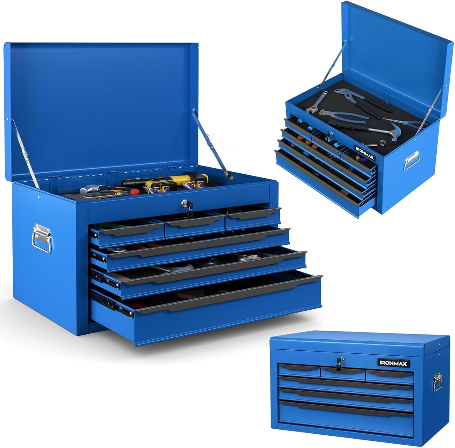 ERGOMASTER Steel Tool Box, 24'' Metal Tool Box with 6 Drawers, Lockable ...