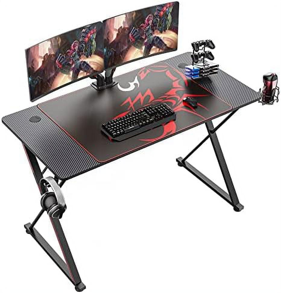 ERGONOMIC Gaming Desk 47 Inch PC Gaming Table X Shaped Gaming Computer ...