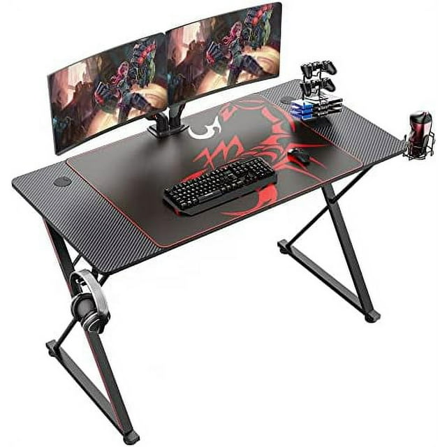 ERGONOMIC Gaming Desk 47 Inch PC Gaming Table X Shaped Gaming Computer ...