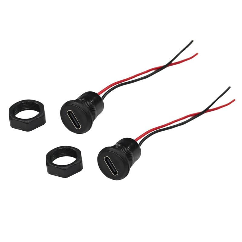 ERH India 2 Pcs Type C Female USB Panel Mount Socket Connector with ...