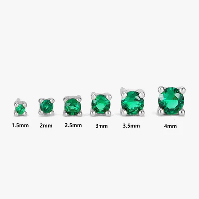 ERICAJEWELS Round Green CZ Stud Earrings,Prong Solitaire for Cartilage ...