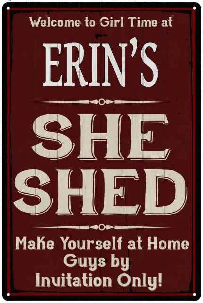 ERIN'S She Shed Red Sign Lady Cave 12 x 18 Matte Finish Metal ...