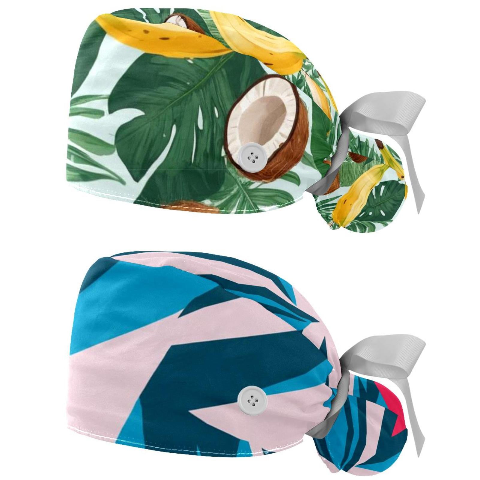 ERJLKXP Scrub Caps Women,Scrub Caps,Nurse Hat,Banana Leaves,Bananas ...