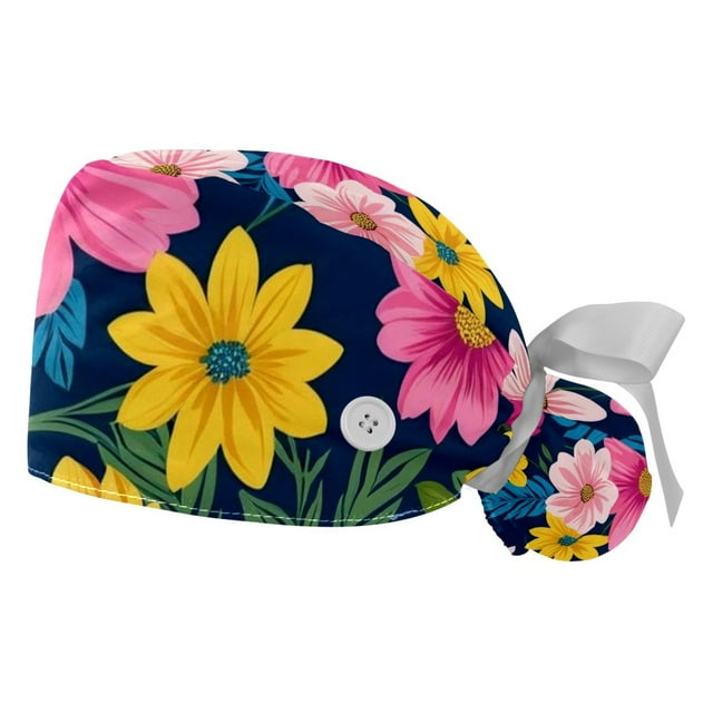 ERJLKXP Scrub Caps Women,Scrub Caps,Scrub Hats,Tropical Flowers ...