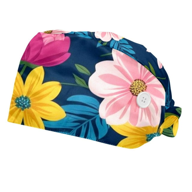 ERJLKXP Scrub Caps Women,Scrub Caps,Scrub Hats,Tropical Flowers ...