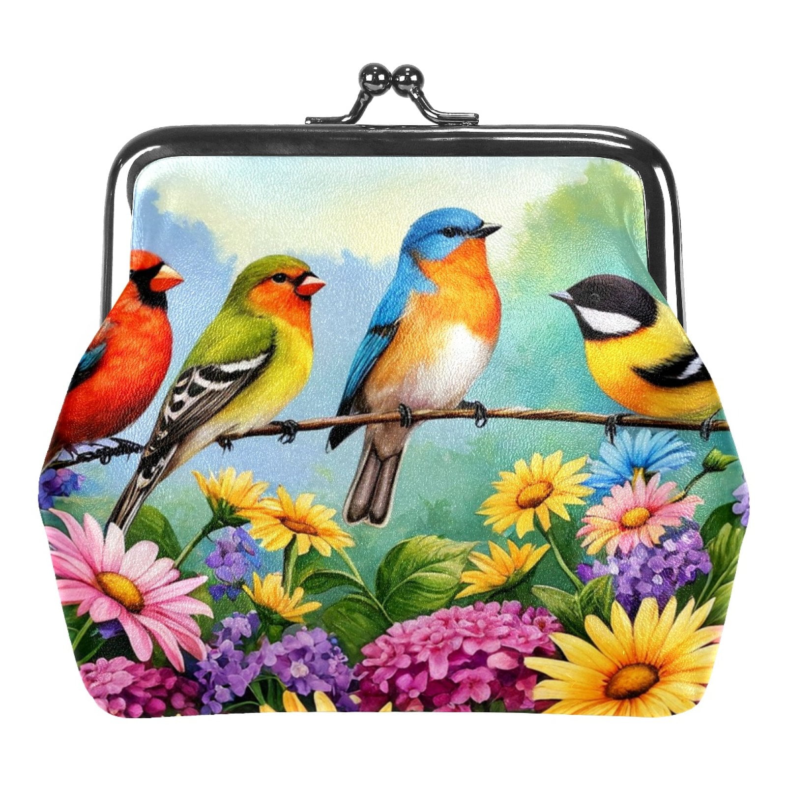 ERJLKXP Spring Flowers Birds Small Coin Purse & Pouchese for Women and ...