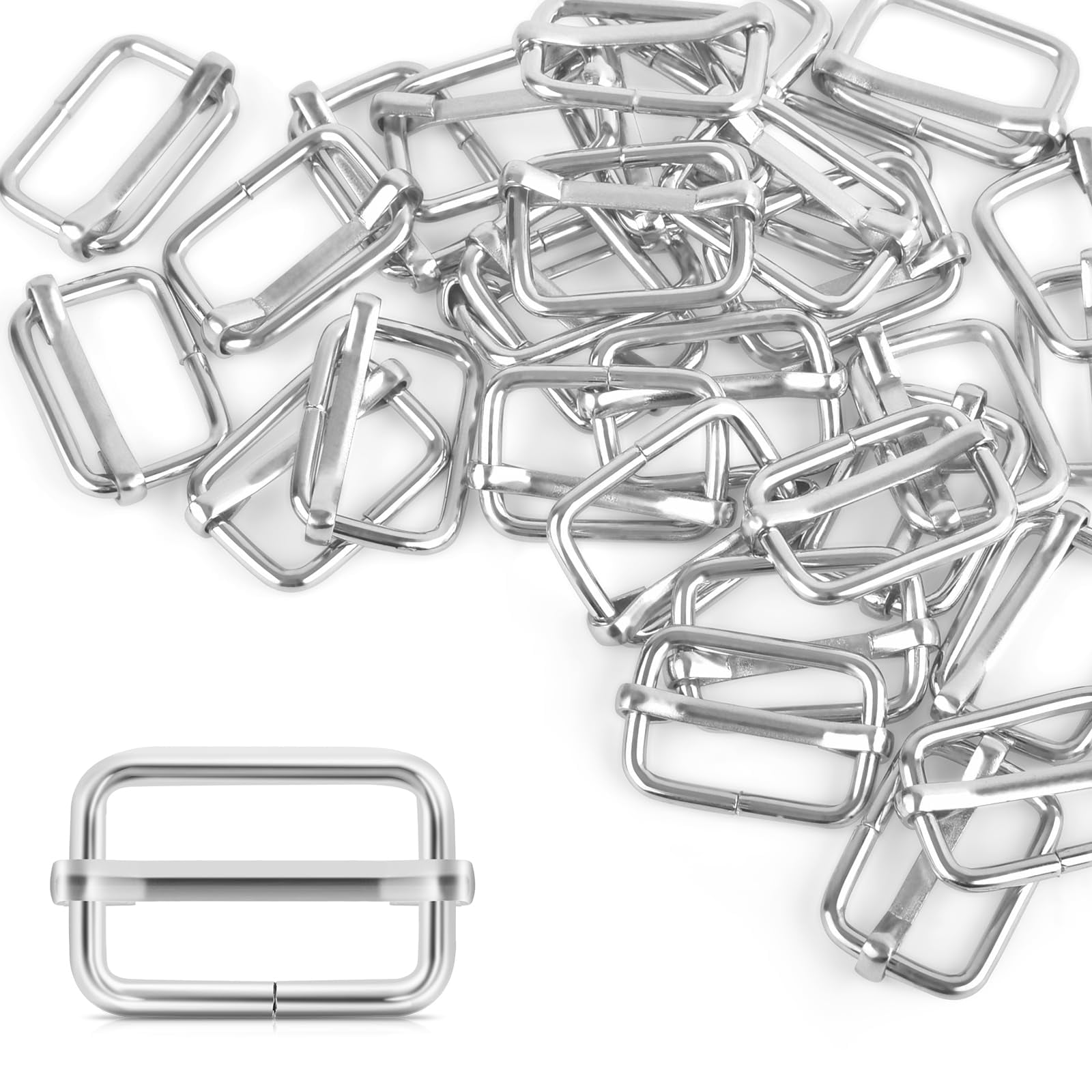 ERKOON 30 Pieces Slide BuckleMetal Triglide Slides Rectangle Adjustable ...