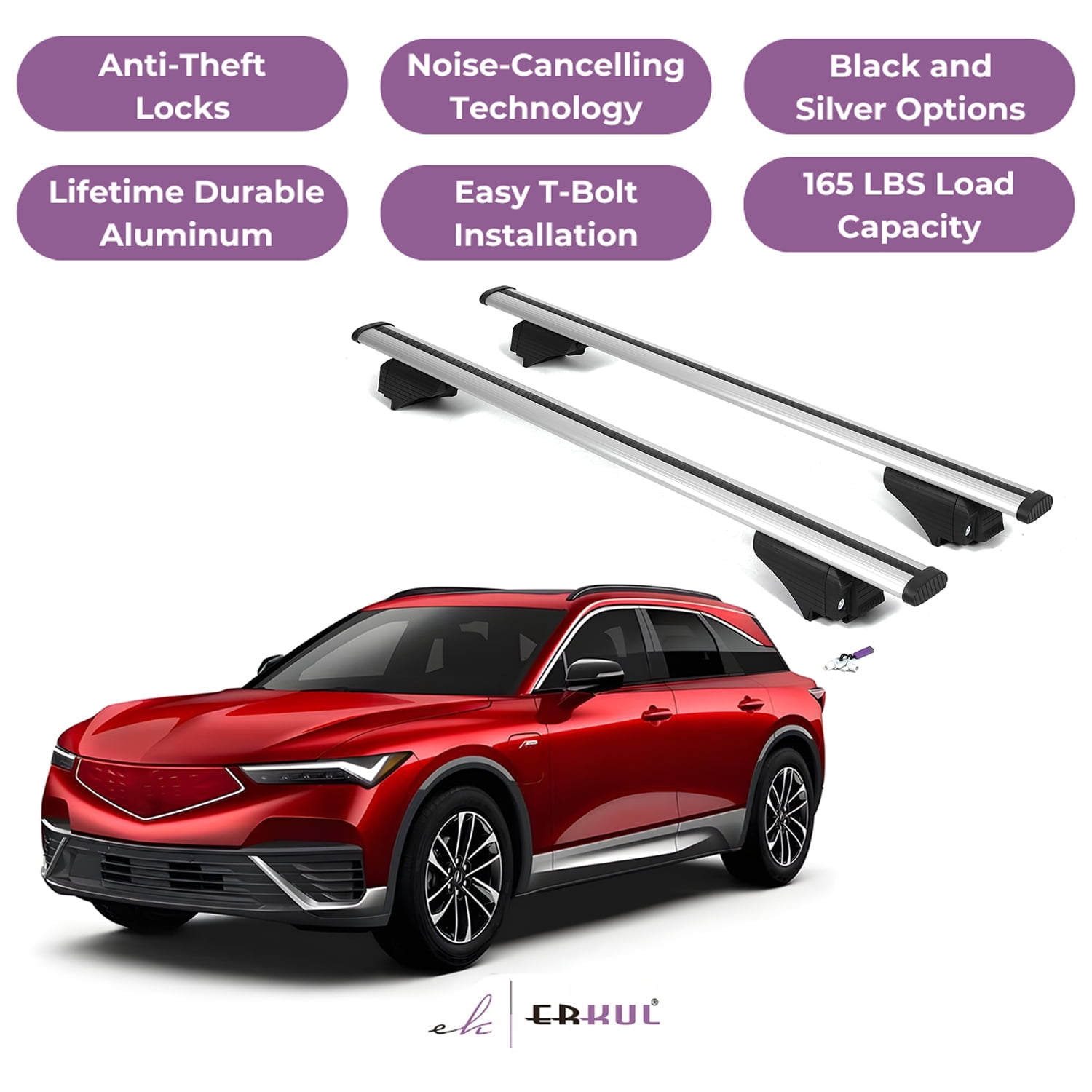 ERKUL Roof Rack Cross Bars for Acura ZDX 2024-2025 | Aluminum Crossbars ...