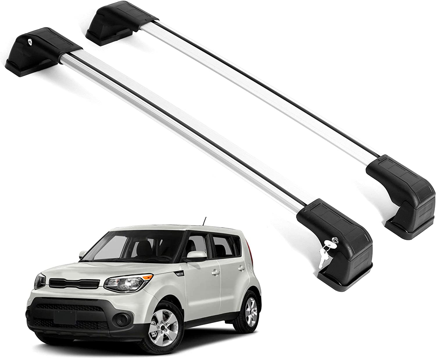 ERKUL Roof Rack Cross Bars for Kia Soul 2014-2019 | Anti-Theft Lock ...