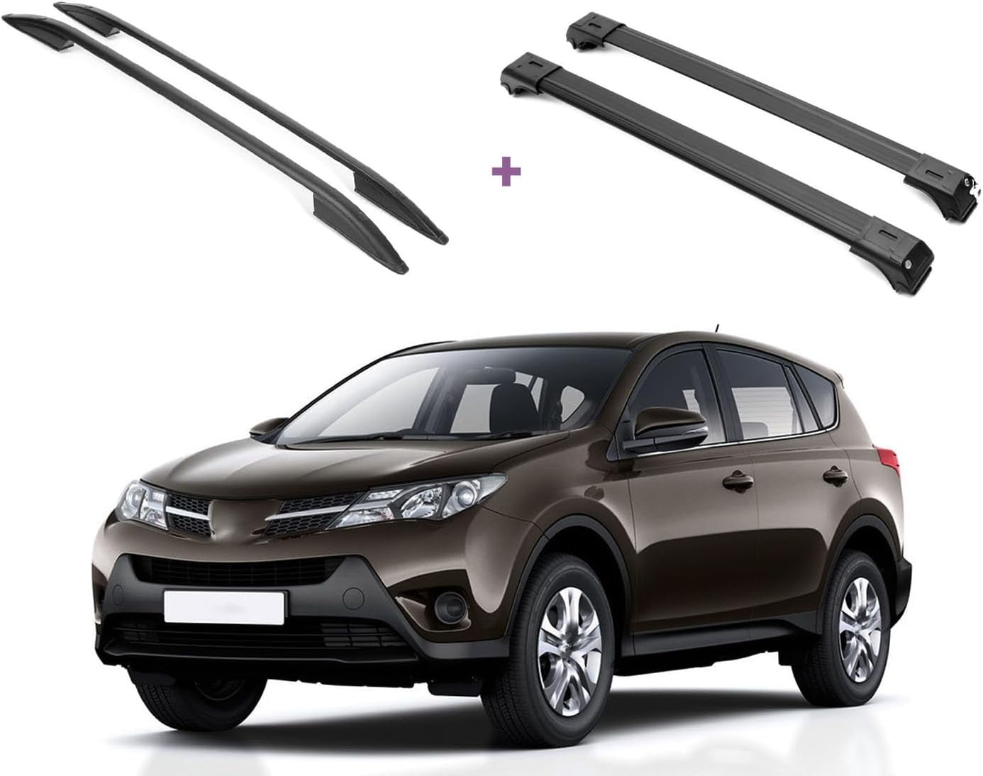 ERKUL Set of Roof Side Rails Rack + Cross Bars Compatible with Toyota ...