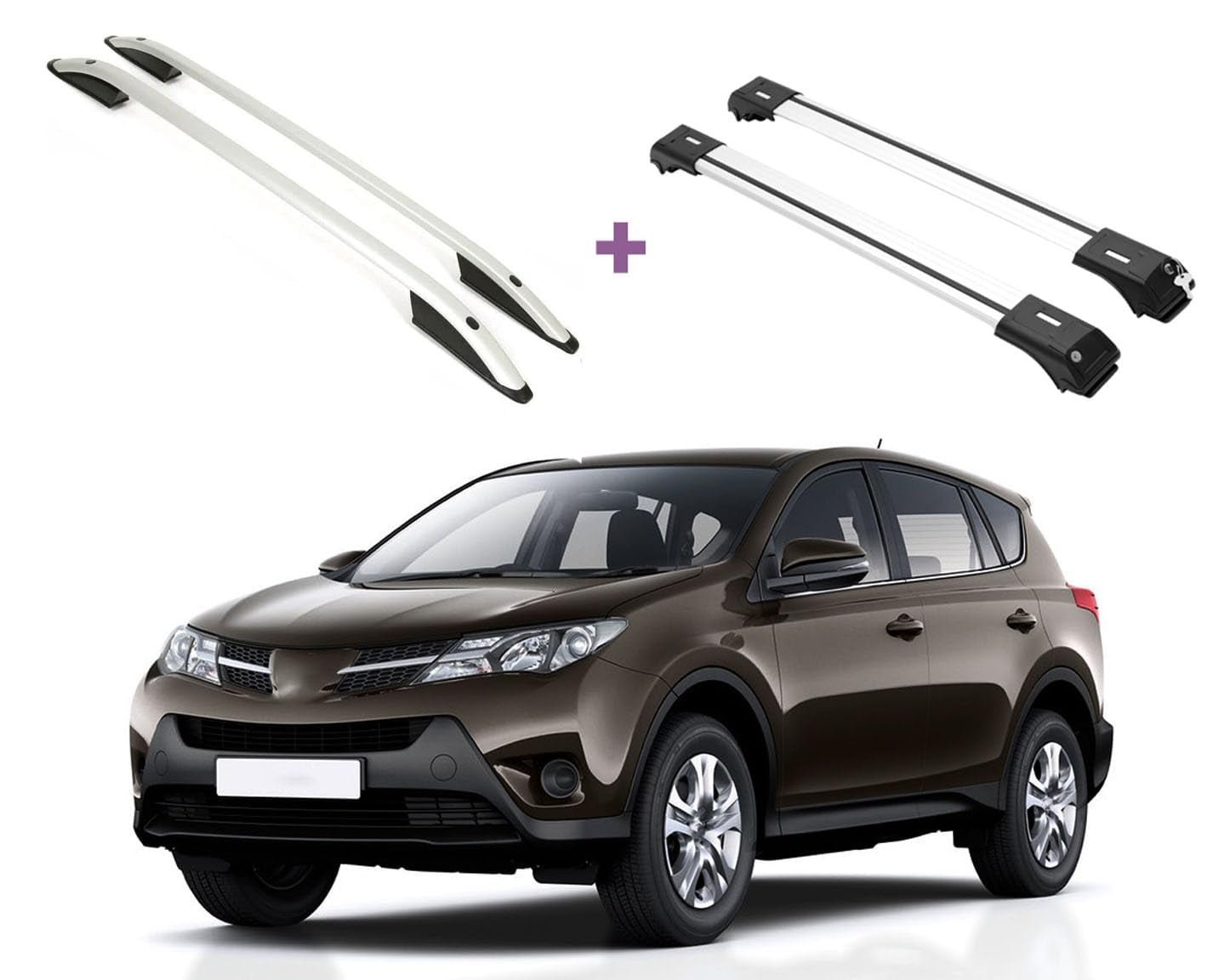 ERKUL Set of Roof Side Rails Rack + Cross Bars Compatible with Toyota ...
