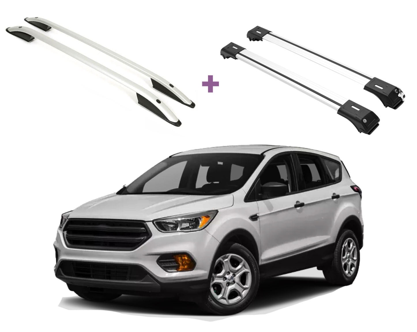 ERKUL Set of Roof Side Rails Rack + Cross Bars for Ford Escape 2013 ...