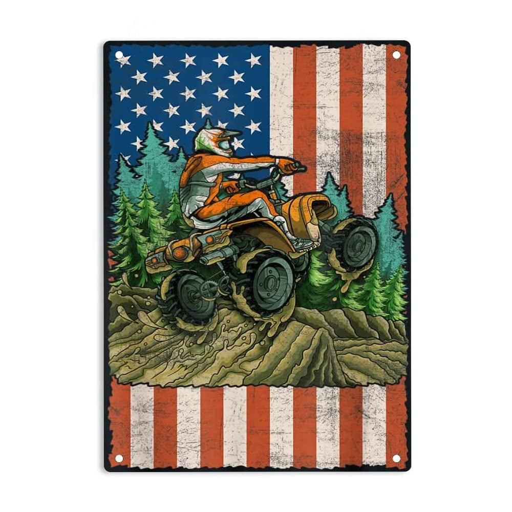 ERMUHEY American Flag Quad Biker Rider Four Wheeler Fun Off Road Sign ...