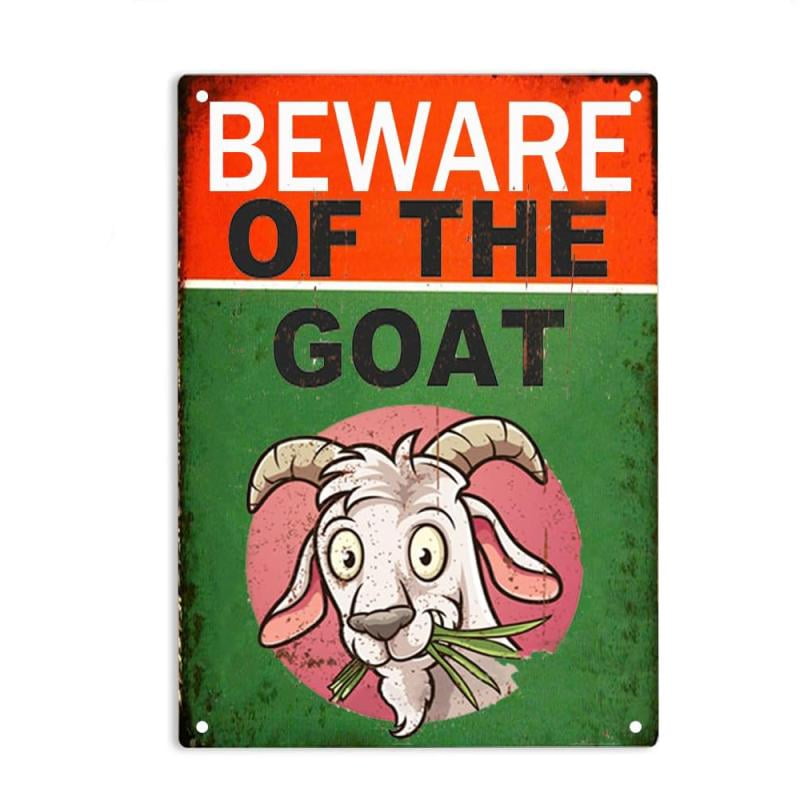 ERMUHEY Beware Of The Goat Sign Metal Tin Signs, Goat Poster For ...