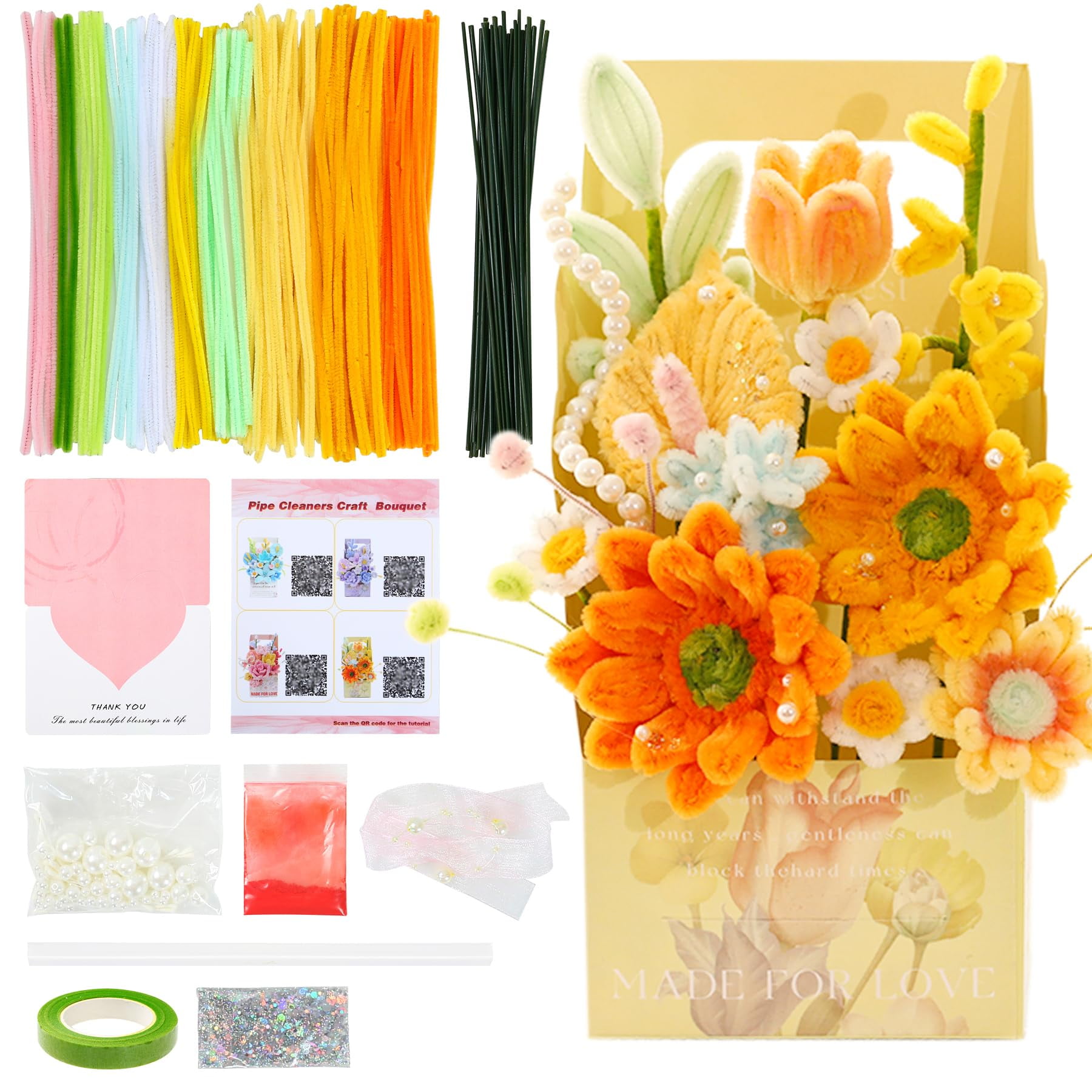 ERNTRNL Pipe CleanersTRDN Craft - Pipe Cleaners Flower Making Kit ...